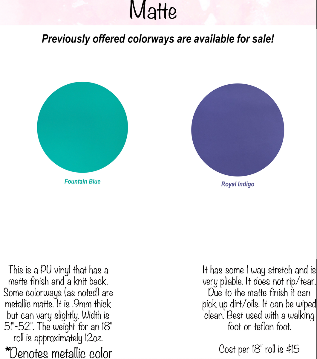 Matte - 18" x 51" roll – Iris Textiles